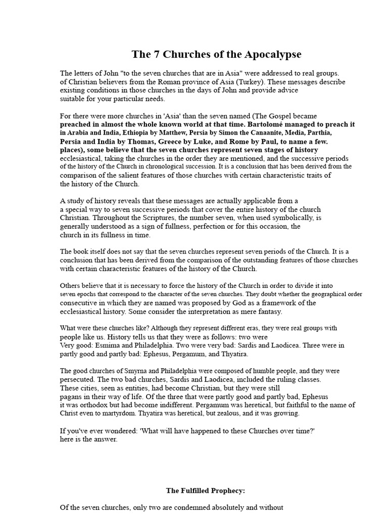 Understanding the 7 Churches of Revelation | PDF | Book Of Revelation ...