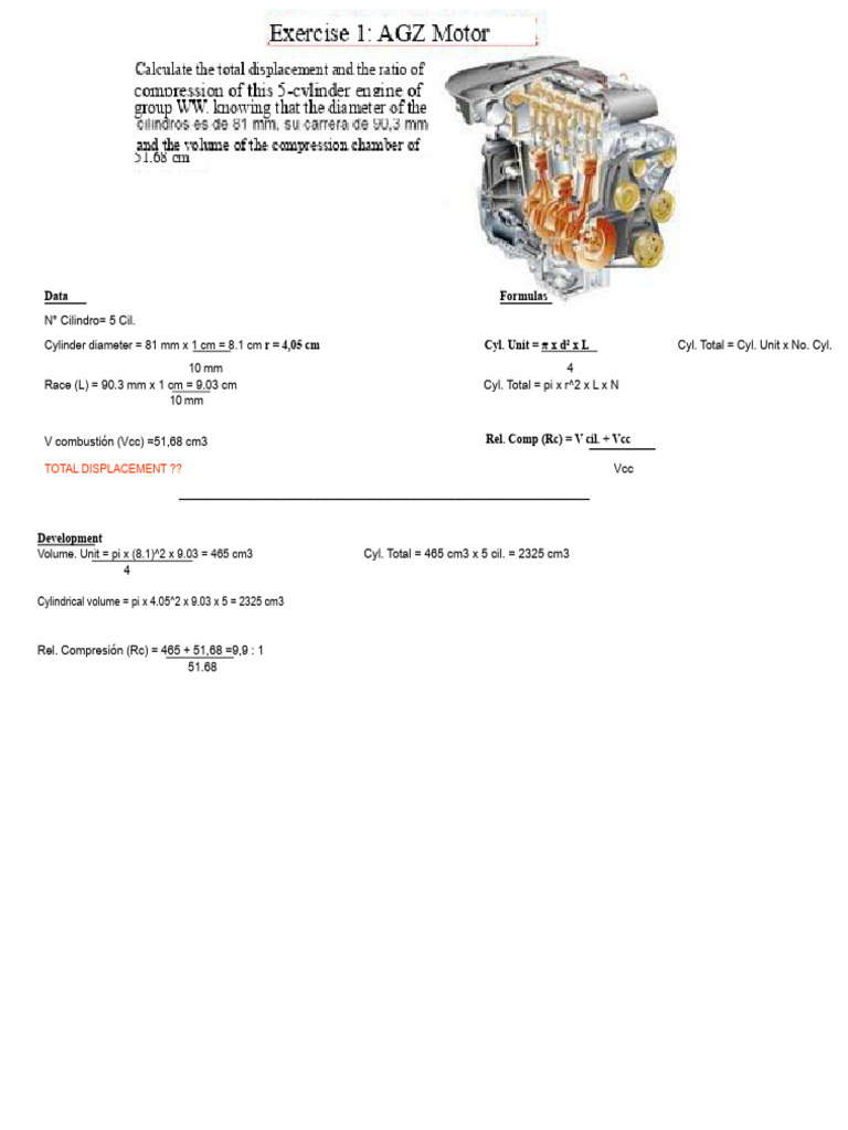 Engine Displacement and Compression Calculations | PDF | Volume ...