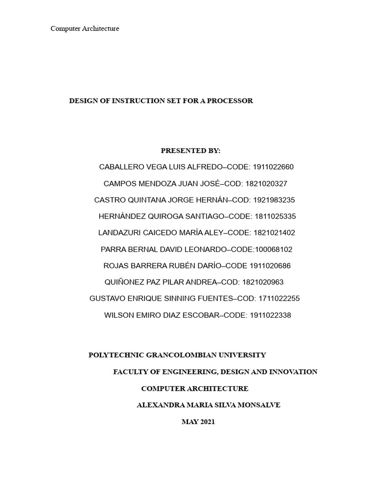 Example Delivery 3 - Computer Architecture | PDF | Computer Program ...