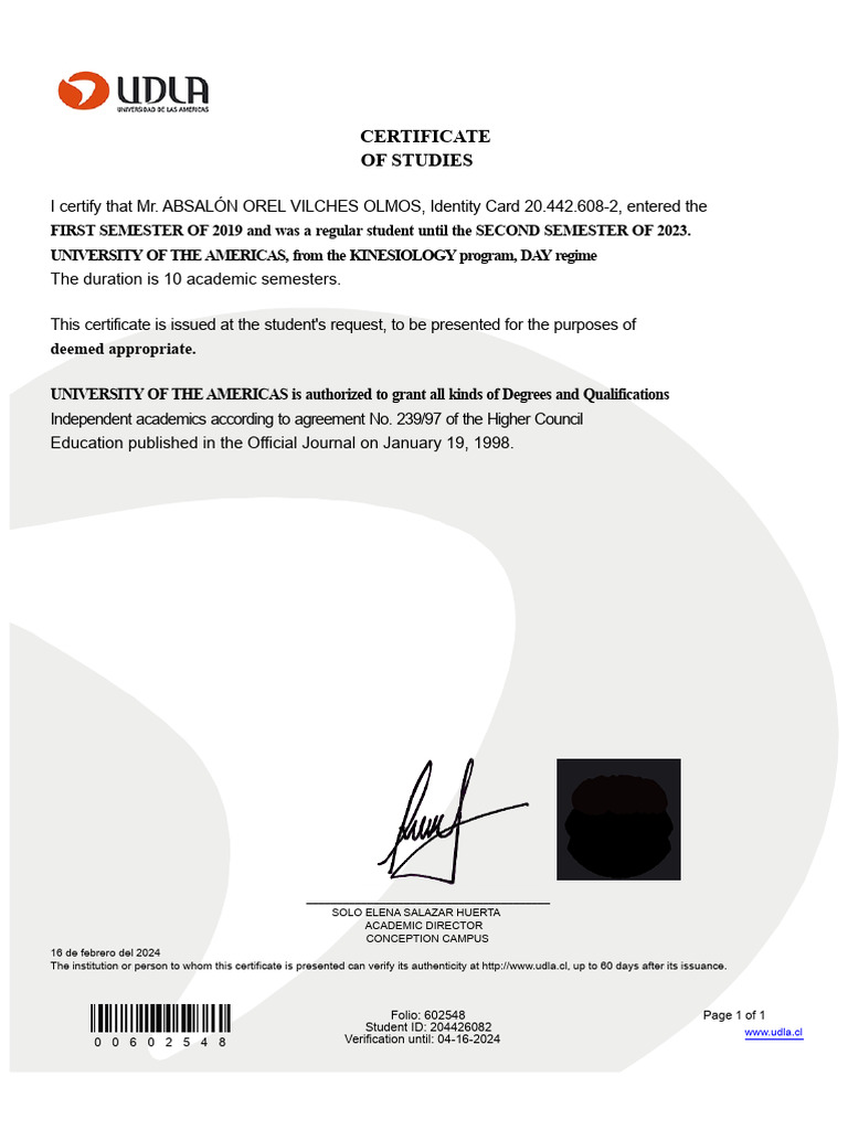 certificate of studies | PDF