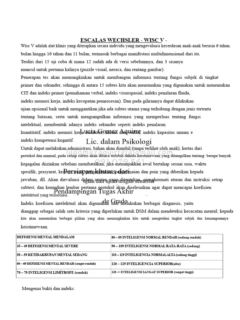 Evaluasi Kecerdasan Anak dengan WISC V | PDF