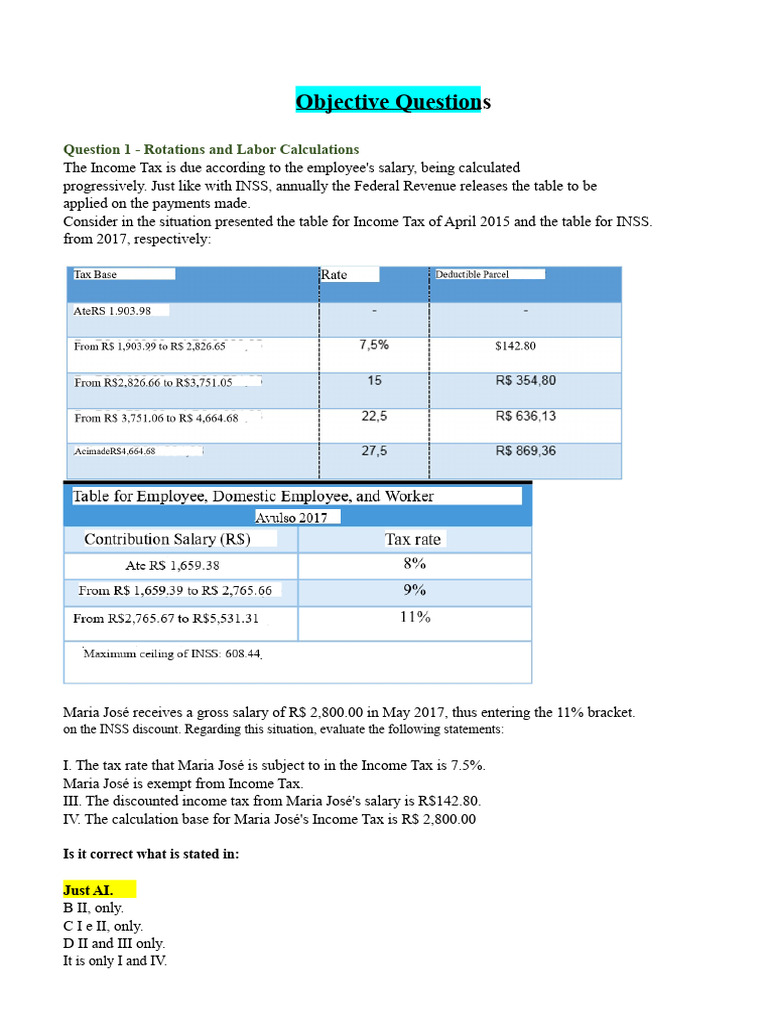 Labor Calculations and Tax Assessments Guide | PDF | Employment ...