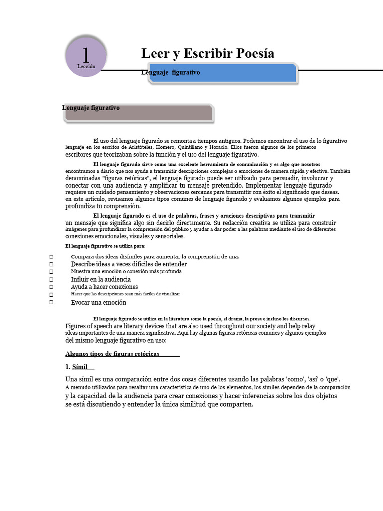 Lenguaje Figurado en La Escritura Creativa | PDF | Metáfora | Poesía