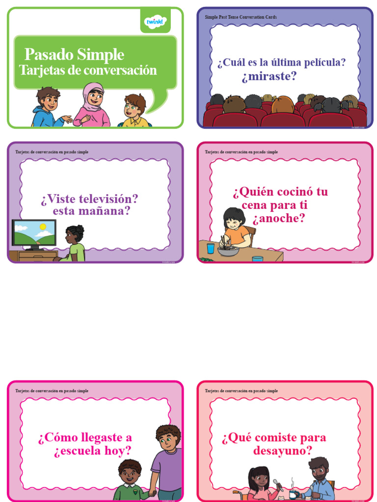 Tarjetas de Conversación en Pasado Simple para ESL PDF | PDF