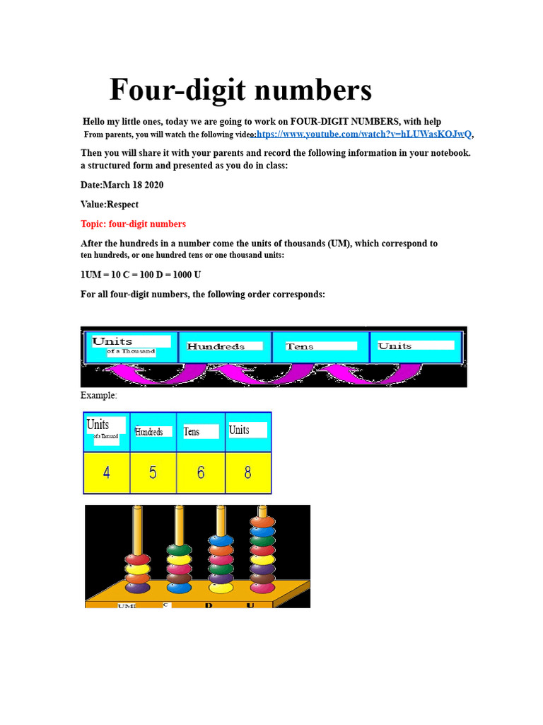 Four-Digit Numbers | PDF