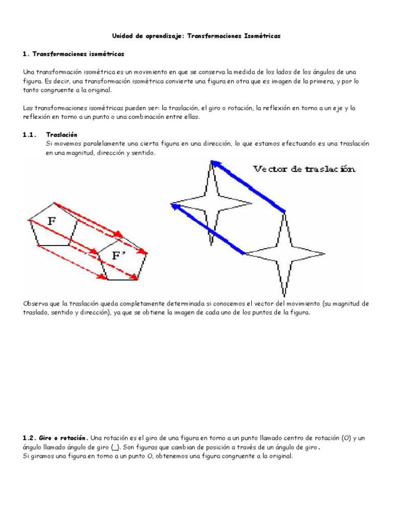 Transformaciones Isométricas en Geometría | PDF | Rotación | Geometria ...