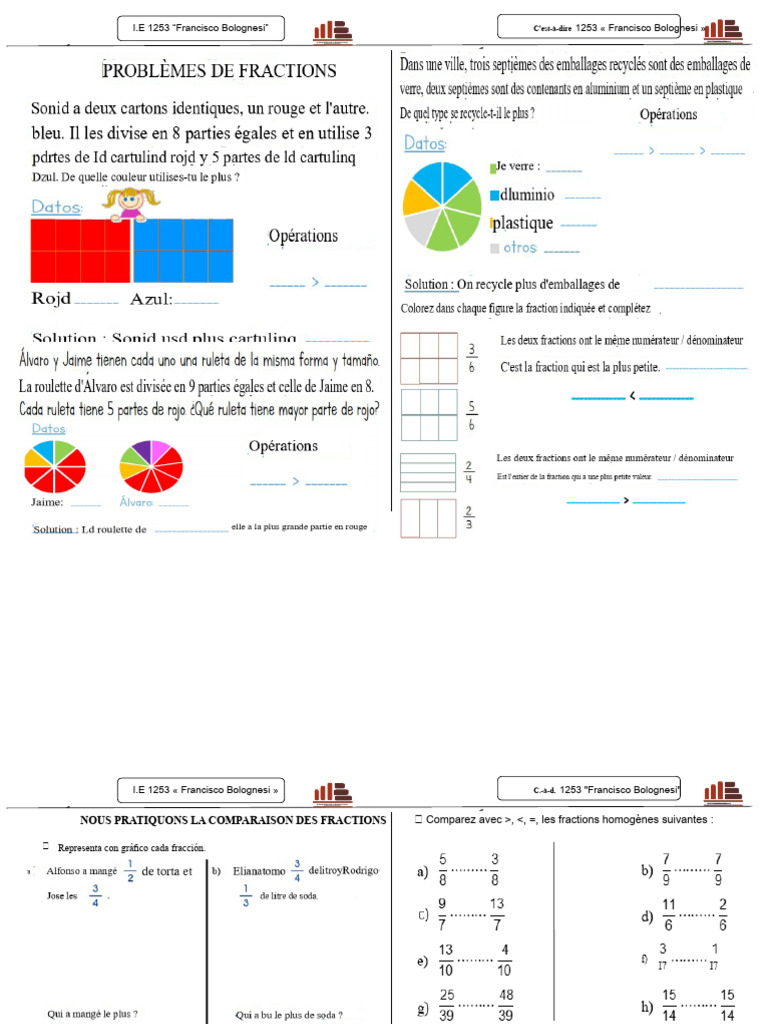 Comparaison des fractions en mathématiques | PDF