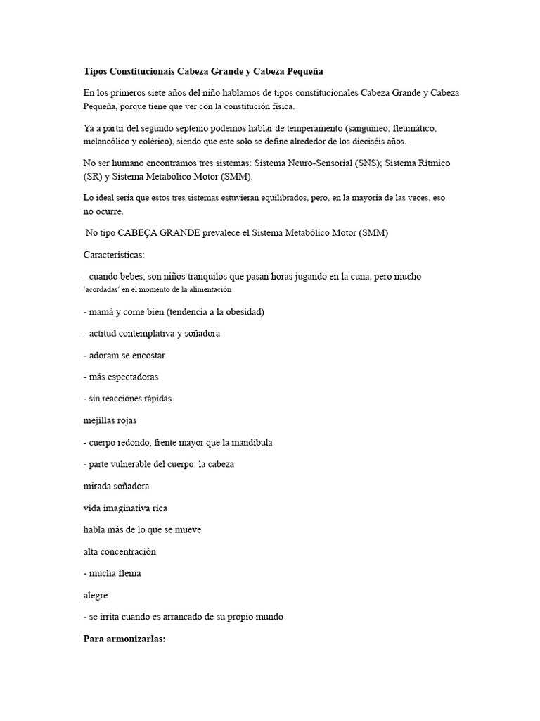 Tipos Cabeza Grande y Cabeza Pequeña | PDF