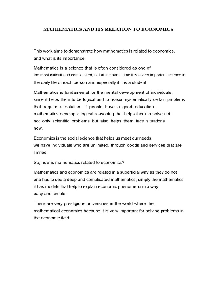 Math's Role in Economic Analysis | PDF | Mathematics | Science