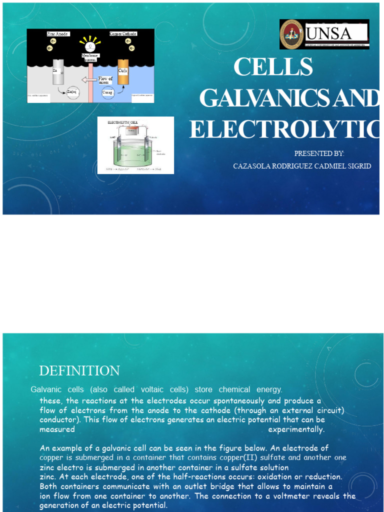 Galvanic and Electrolytic Cells | PDF | Anode | Electrochemistry
