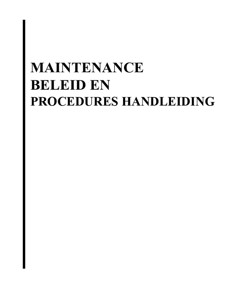 Onderhoudsbeleid | PDF