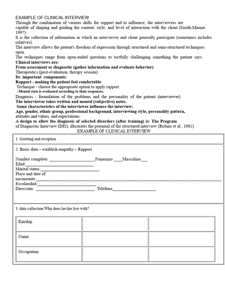 Clinical Interview Techniques and Guide | PDF | Psychology | Medical ...