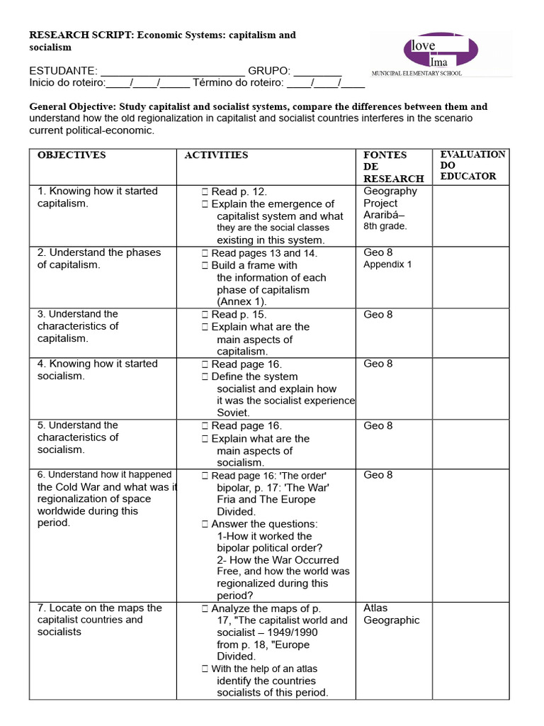 Script - 8th Grade - Economic Systems: Capitalism and Socialism | PDF ...