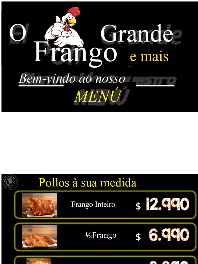 Menú Variado de Frango e Acompanhamentos | PDF