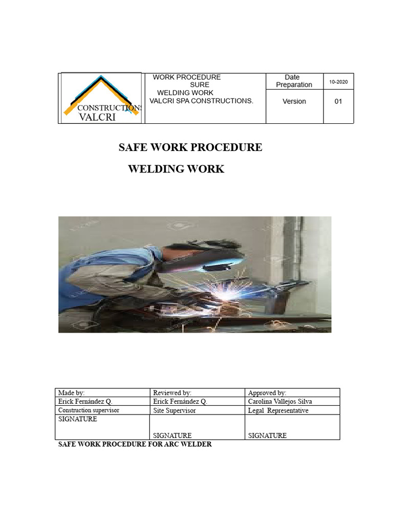 Safe Arc Welding Work Procedure | PDF | Welding | Construction