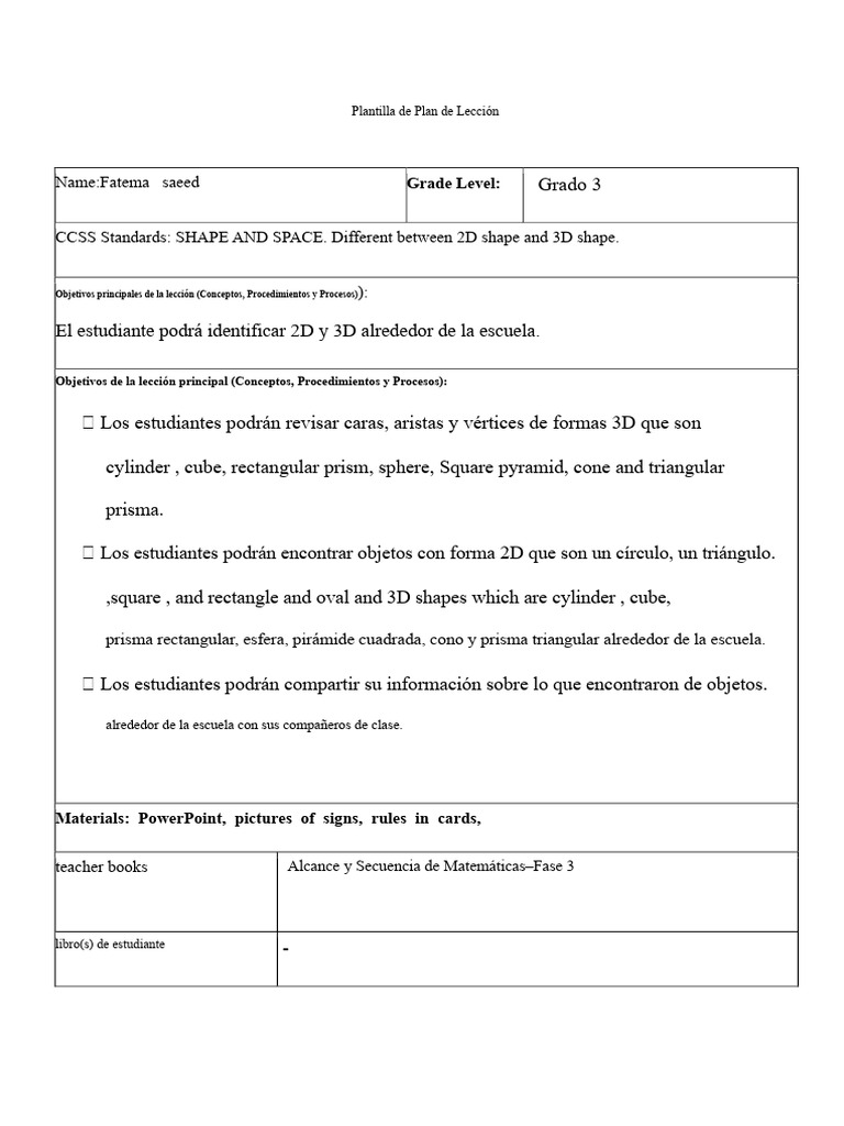 Identificación de Formas 2D y 3D en Clase | PDF | Geometría euclidiana ...