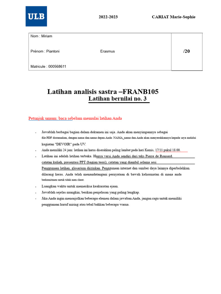 analisis soneta, ronsard, ex catatan 3 | PDF