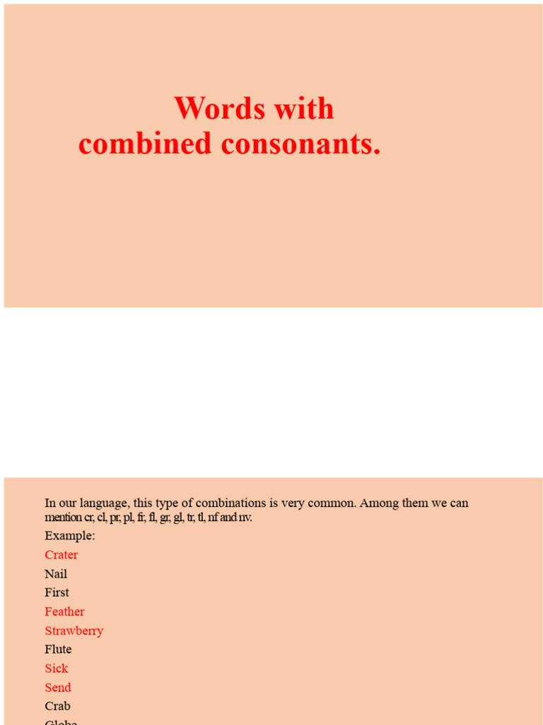 Words With Combined Consonants | PDF