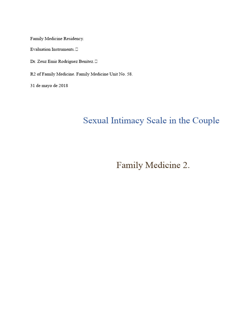 Scale of Sexual Intimacy in The Couple | PDF