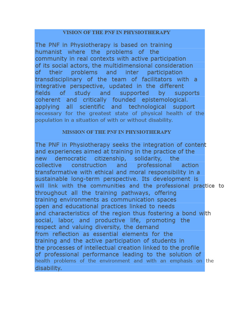 PNF Approach in Physiotherapy Explained | PDF