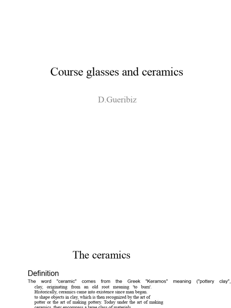 Course On Glass and Ceramics Part I | PDF | Ceramics | Diamond