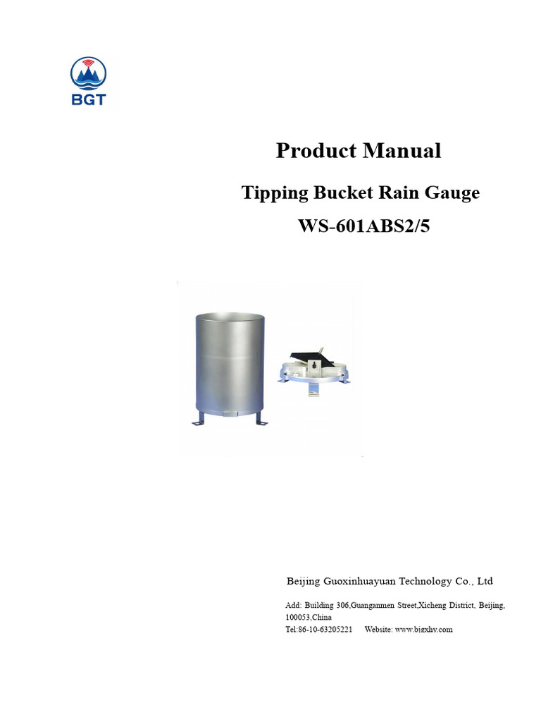 Manual For WS-601ABS25 Plastic Tipping Bucket Rain Gauge | PDF | Rain