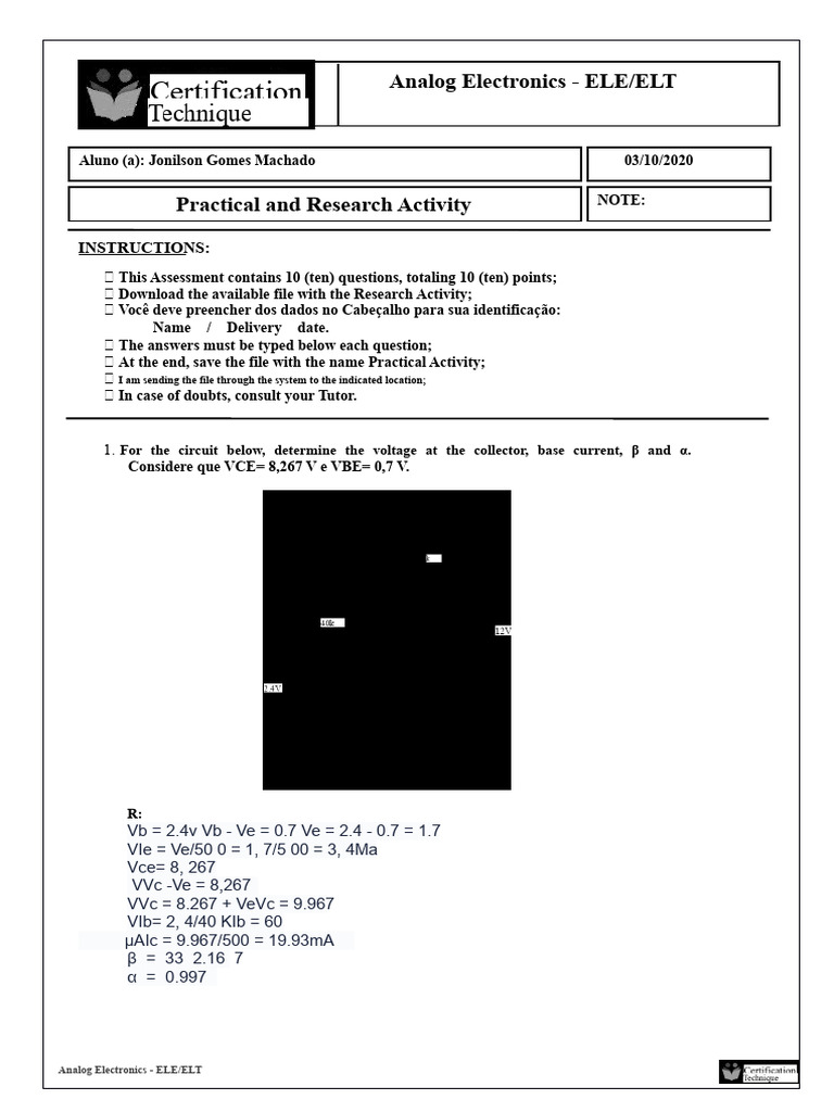 Practical Activity - Analog Electronics | PDF | Rectifier | Electronic Circuits