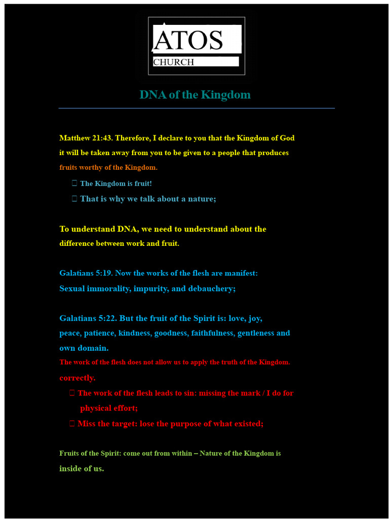 DNA of the Kingdom - Supper | PDF | Born Again | Fruit Of The Holy Spirit