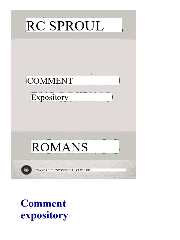 Expository Commentary On Romans by R.C. Sproul | PDF | Jesus | Paul The ...