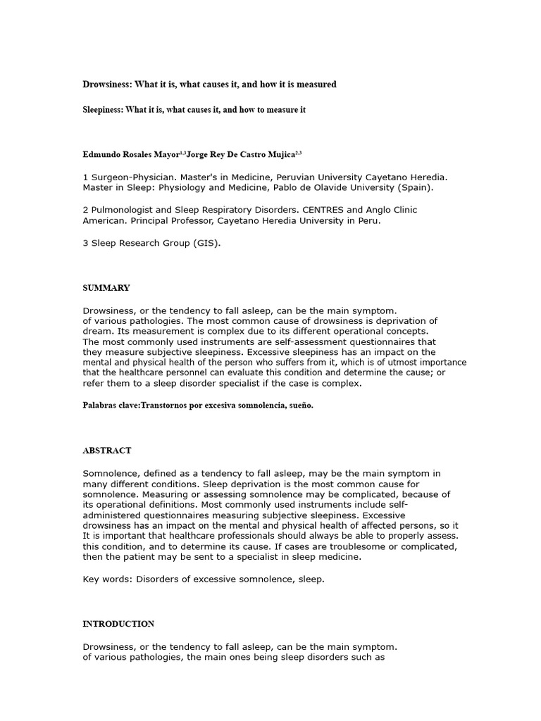 Modified Sleepiness Scale in Peru | PDF | Sleep | Mental Disorder