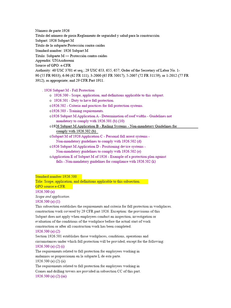 MAN_OSHA-1926-500 Fall Protection | PDF