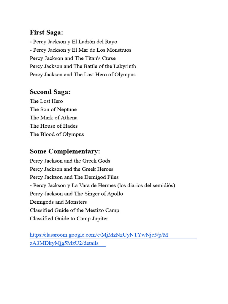 Reading Order - Percy Jackson | PDF