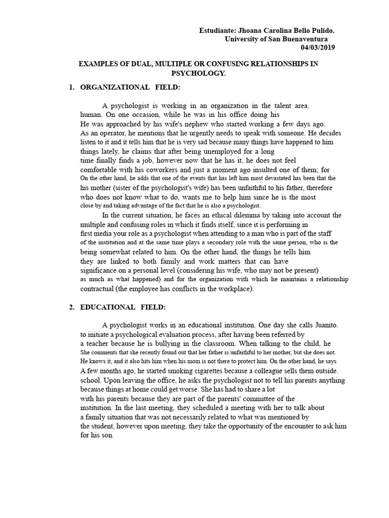 Examples of Dual Relationships | PDF | Psychological Concepts ...