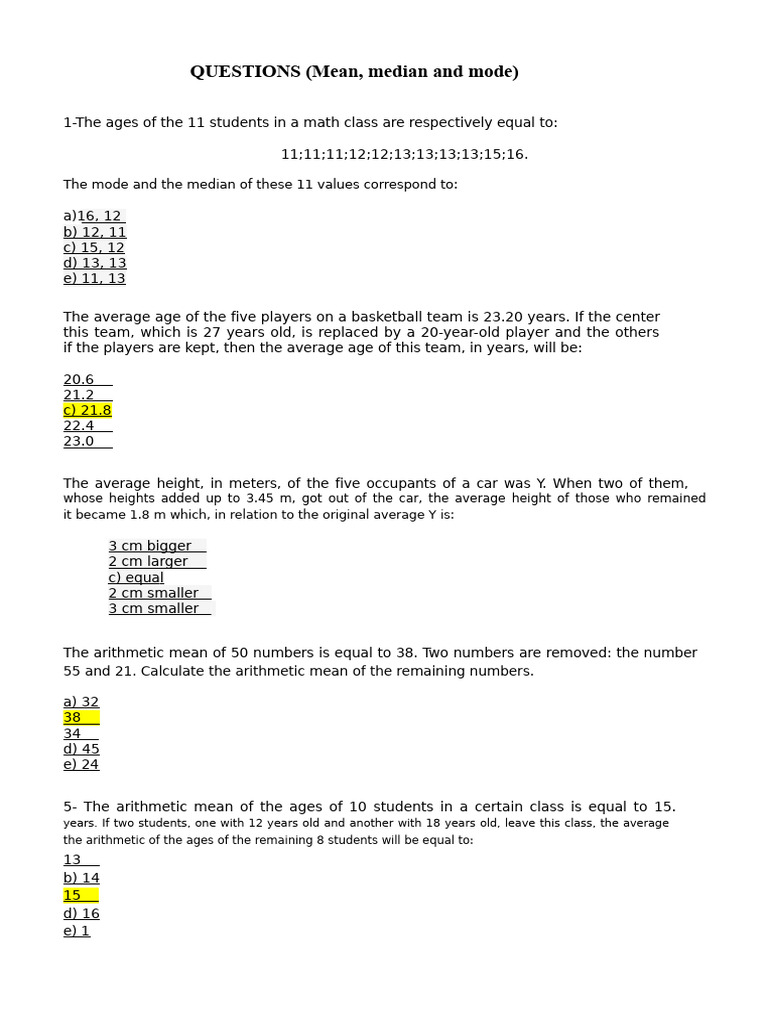 Mean Median And Mode Issues Pdf Average Mode Statistics