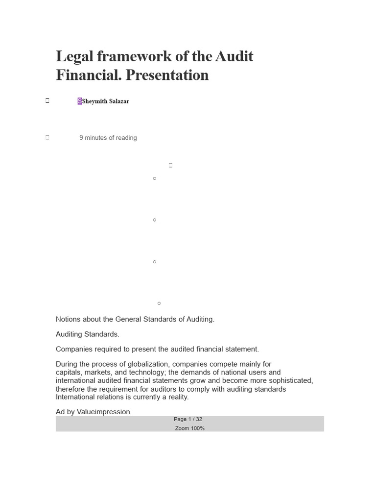 Legal Framework of Financial Audit | PDF | Audit | International ...