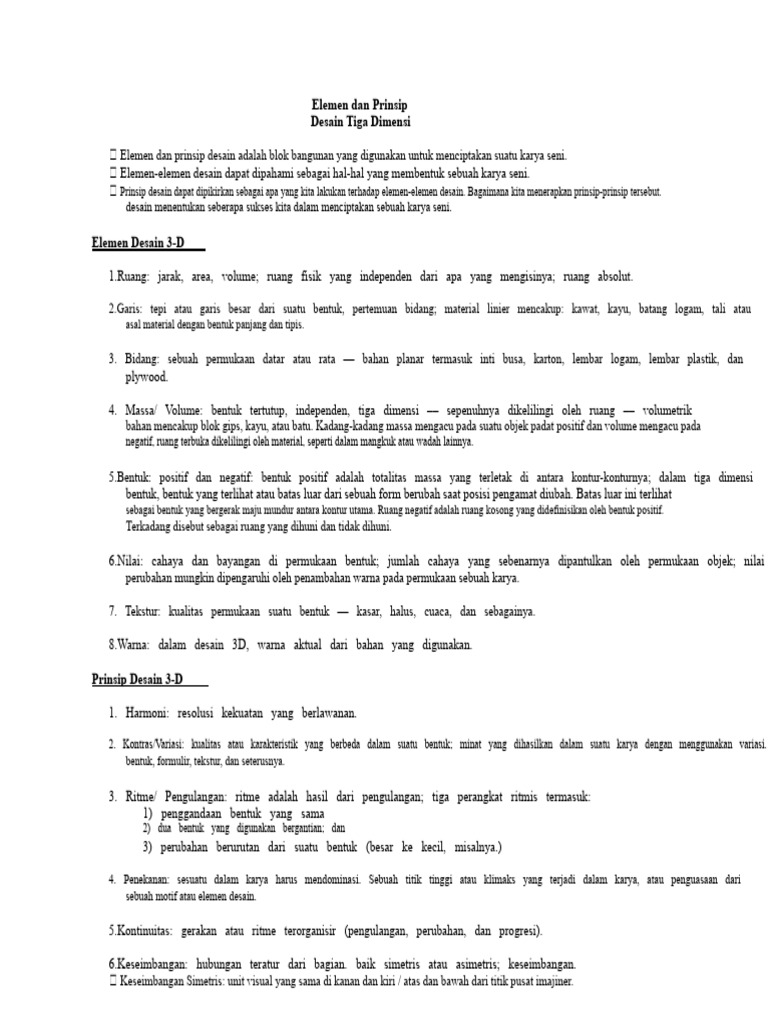 Elemen dan Prinsip Desain 3D | PDF