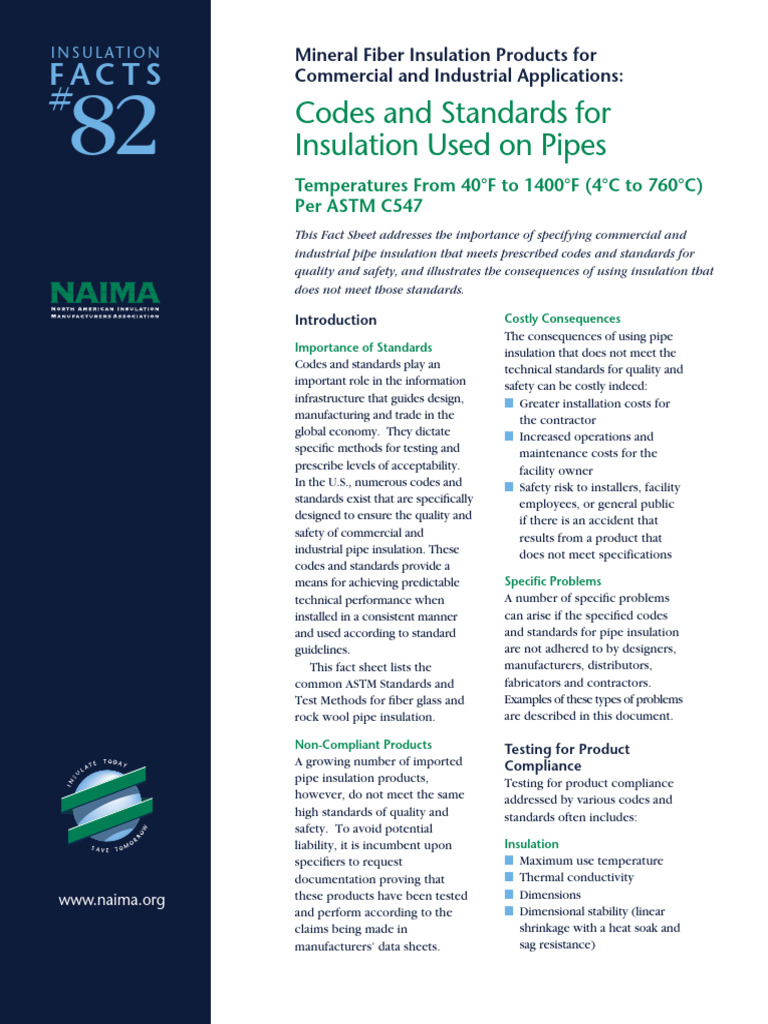 Insulation ASTM Applicable Standards | PDF | Thermal Insulation | Pipe ...