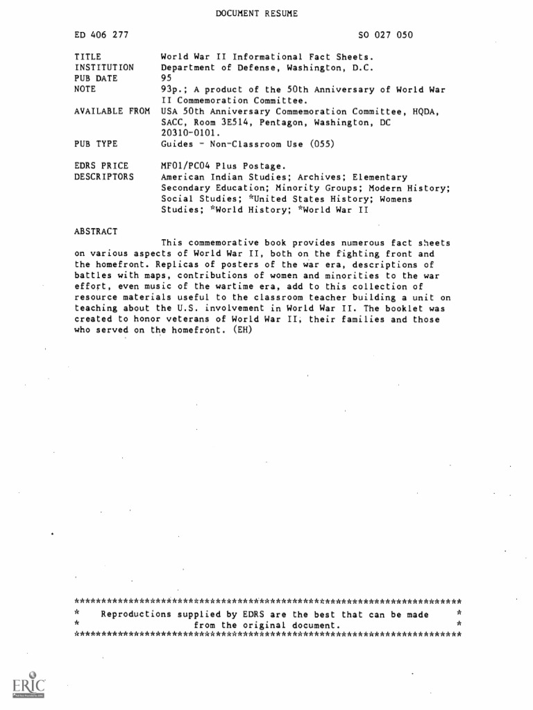 ERIC World War II Informational Fact Sheets | PDF | Allies Of World War ...