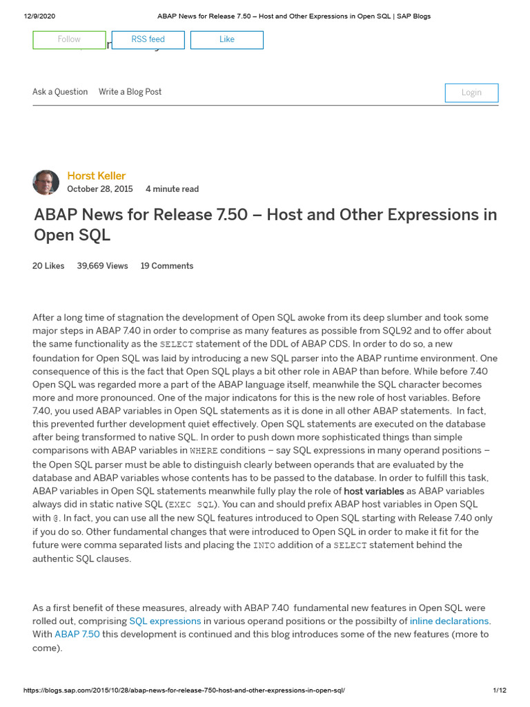 ABAP News for Release 7.50 – Host and Other Expressions in Open SQL ...