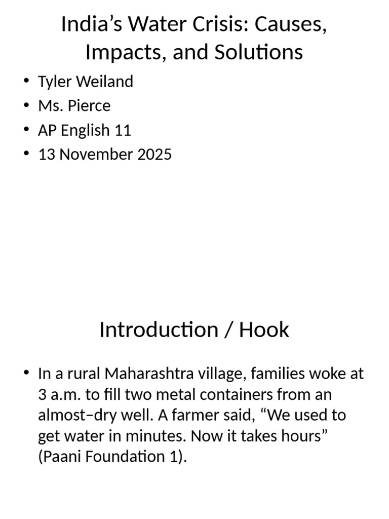 India's Water Crisis: Causes & Solutions | PDF | Groundwater | Water ...