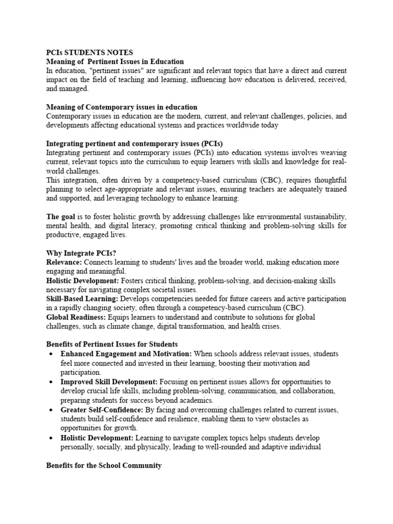 Integrating PCIs in Education for Growth | PDF | Hygiene | Substance Abuse