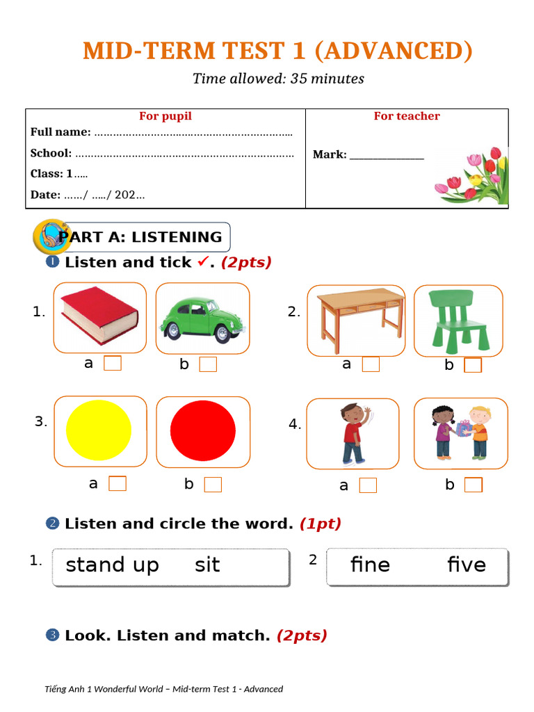 WW1 - Mid-Term Test 1 - Advanced + KEY - Final (Sample) | PDF