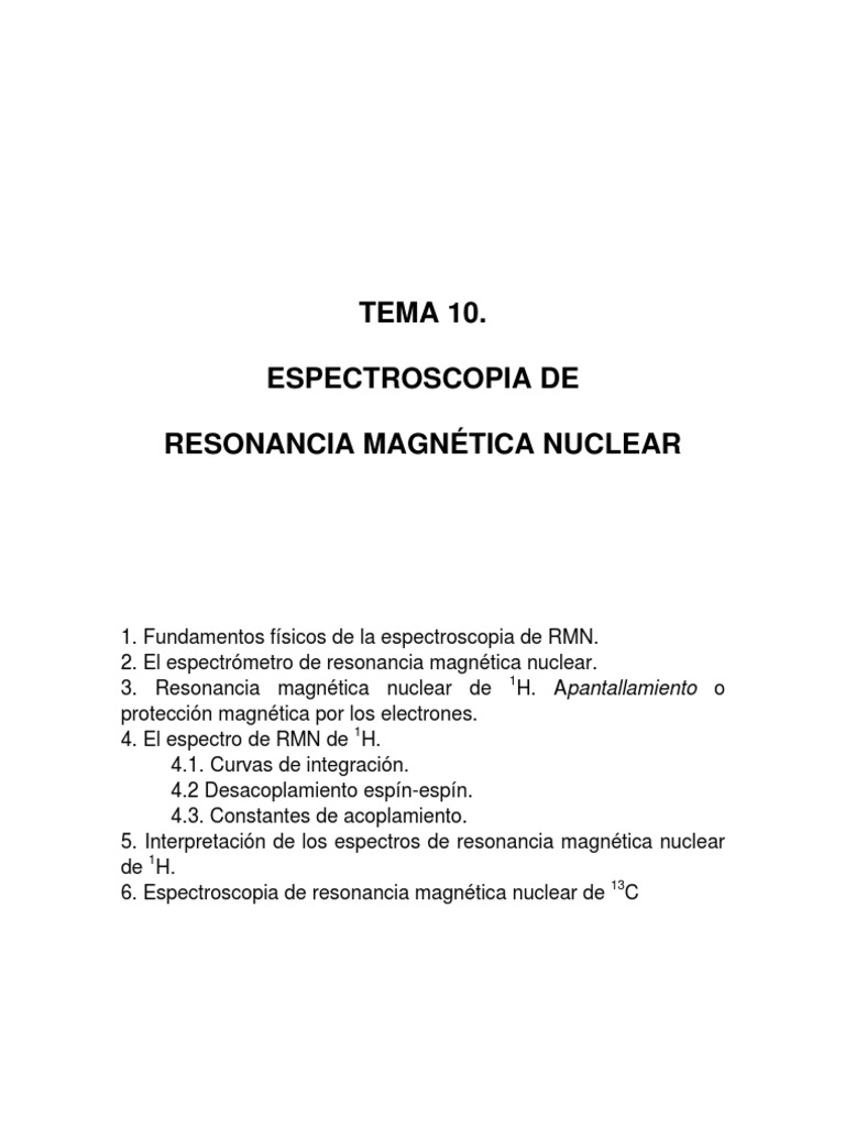 Espectroscopia RMN: Fundamentos y Aplicaciones | PDF