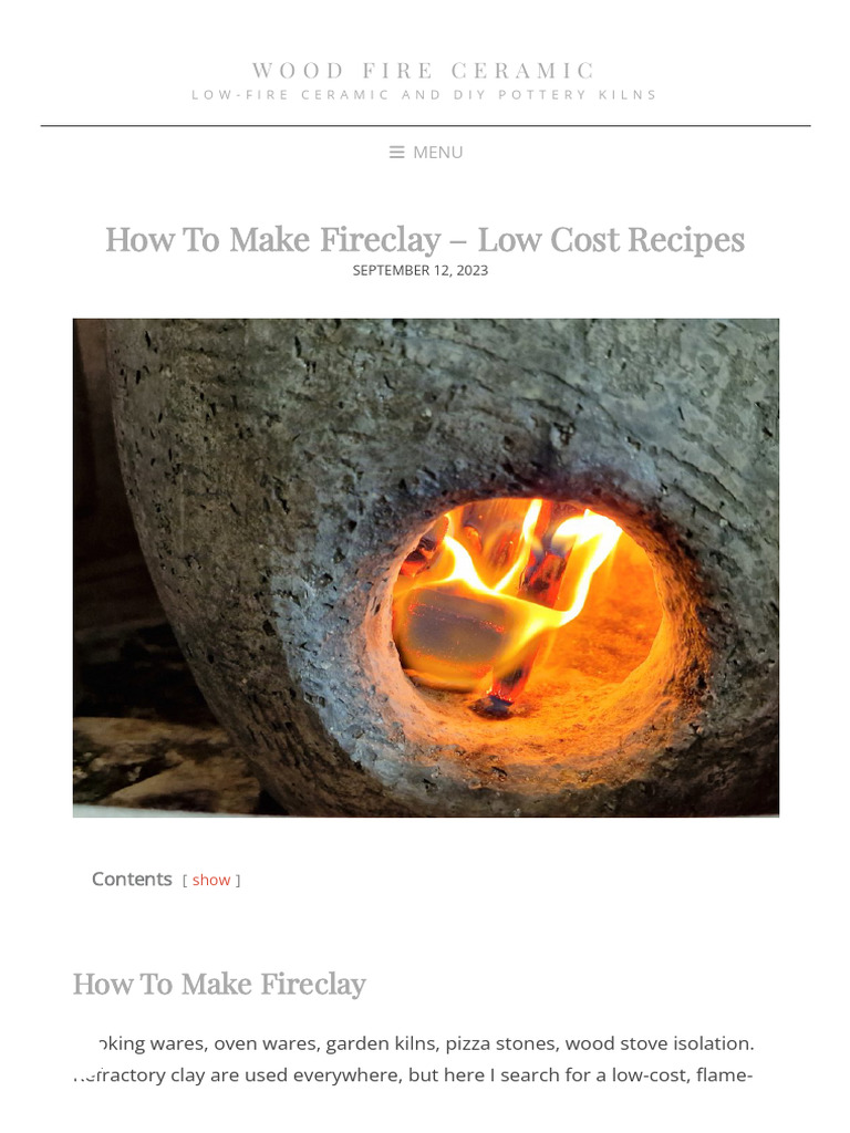 How To Make Fireclay - Low Cost Recipes - Wood Fire Ceramic | PDF ...
