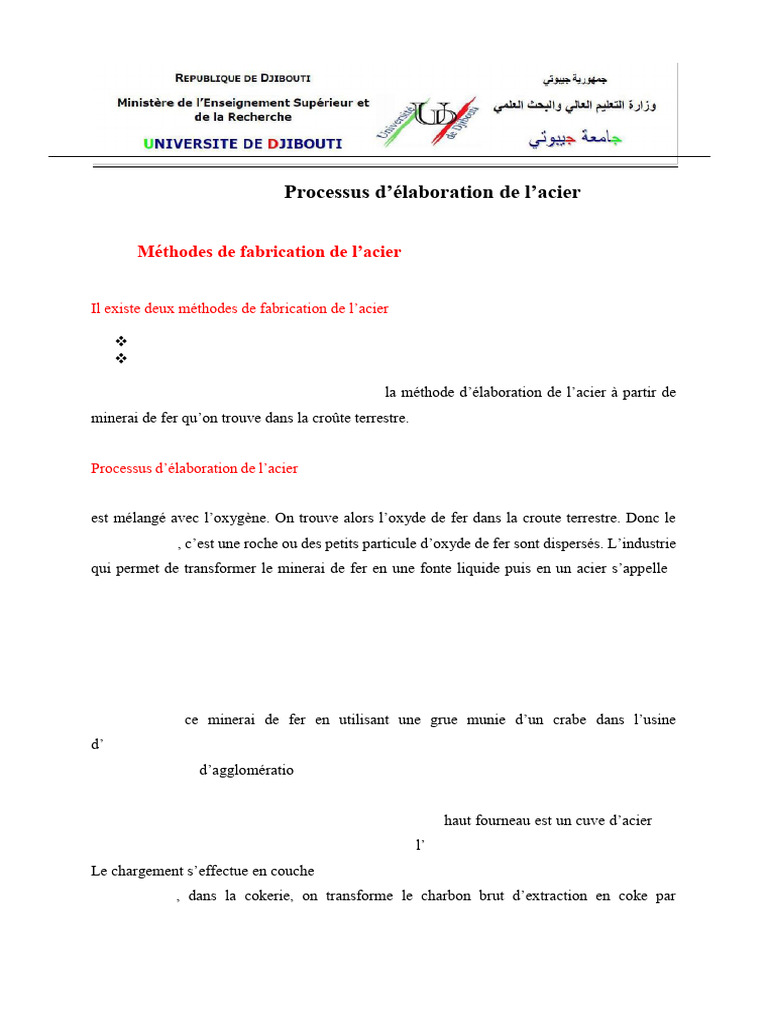 Élaboration de l'acier à partir de minerai | PDF | Fer | Acier
