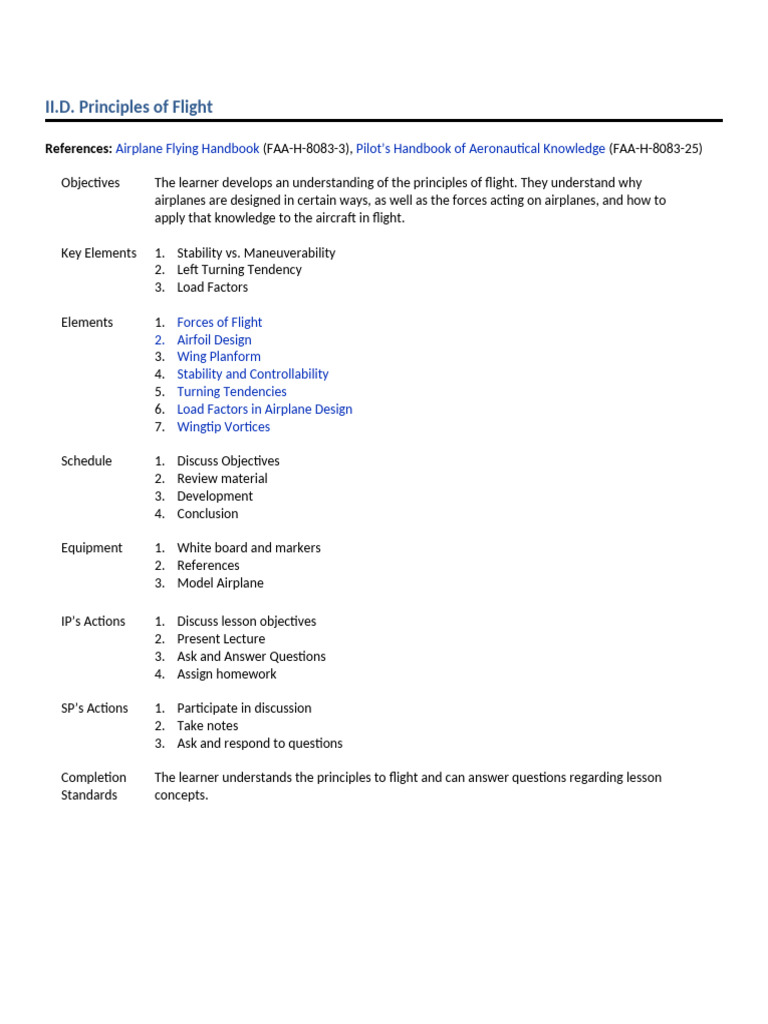 II.D. Principles of Flight (ACS Required Info) | PDF | Lift (Force ...