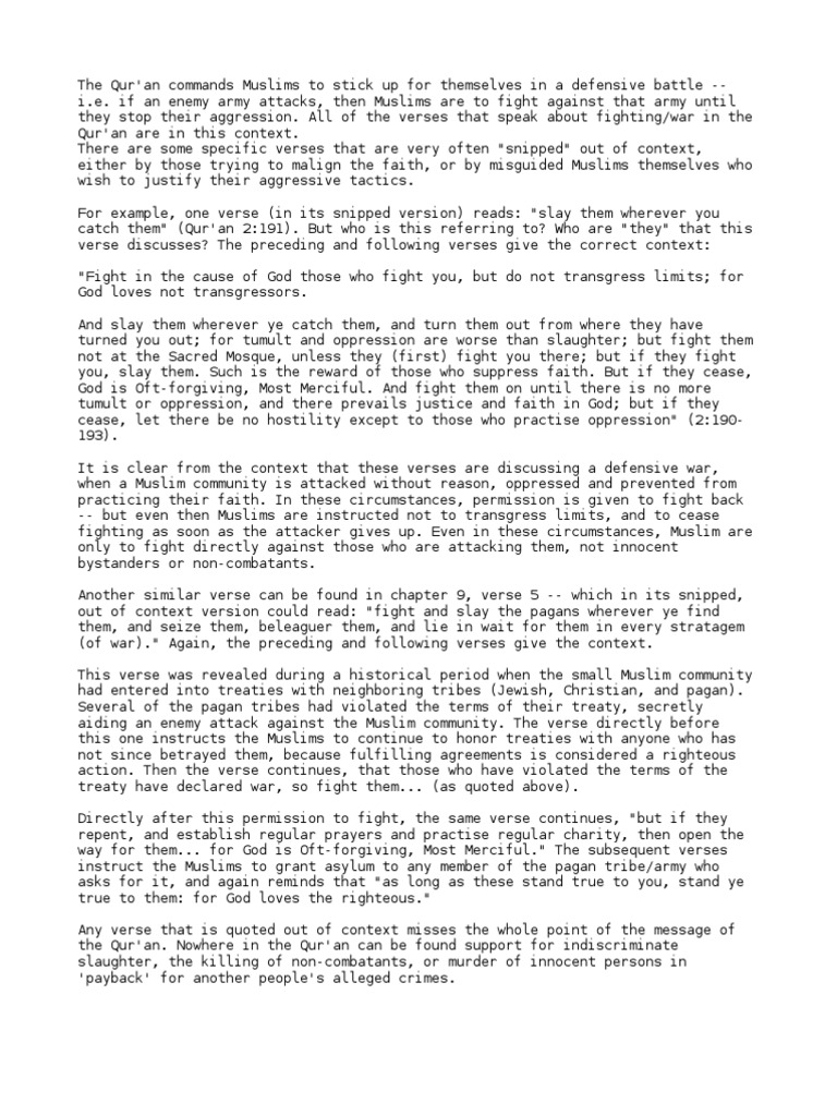 Does the Qur'an Say to Kill the Infidel? - Islam and Terrorism | Quran ...