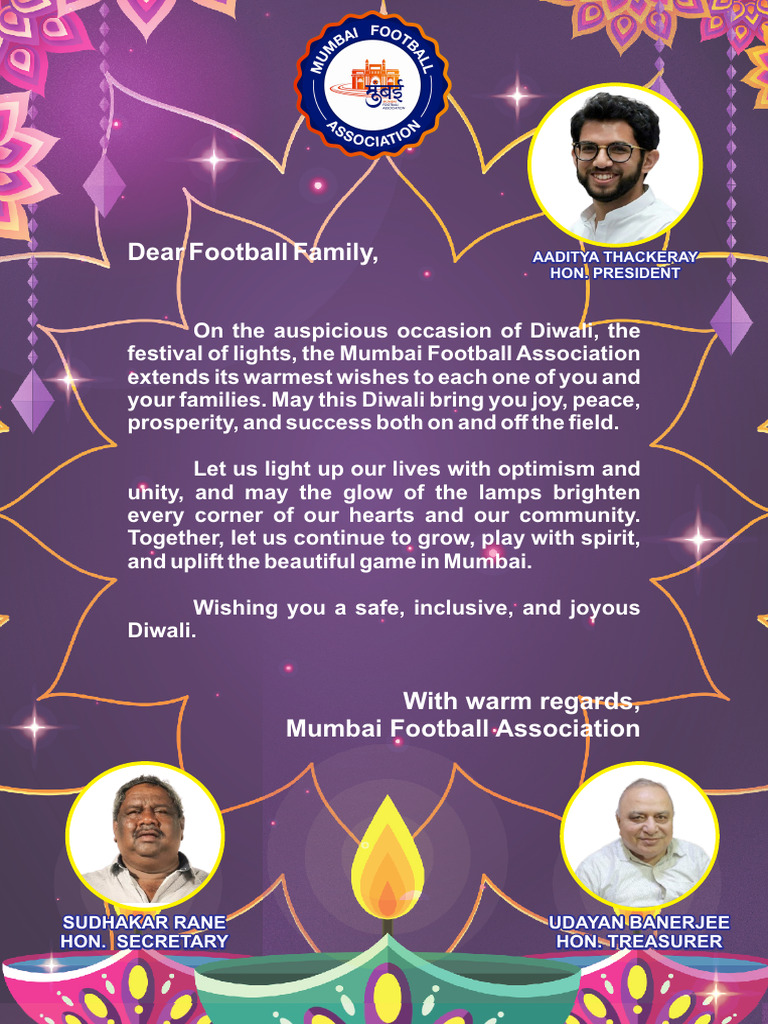 Diwali Wishes from Mumbai Football Association | PDF