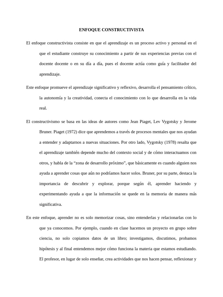 Enfoques Constructivista y Conductista en Educación | PDF ...
