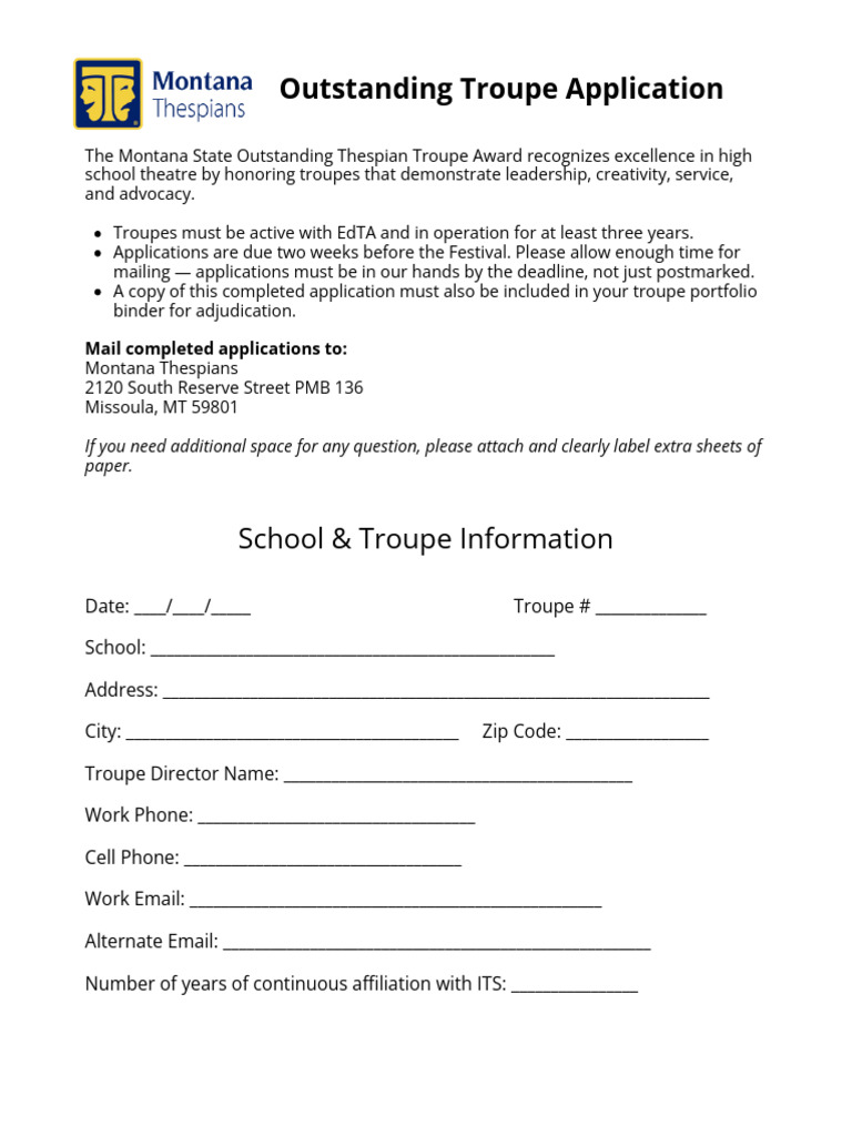 Outstanding Troupe Application | PDF